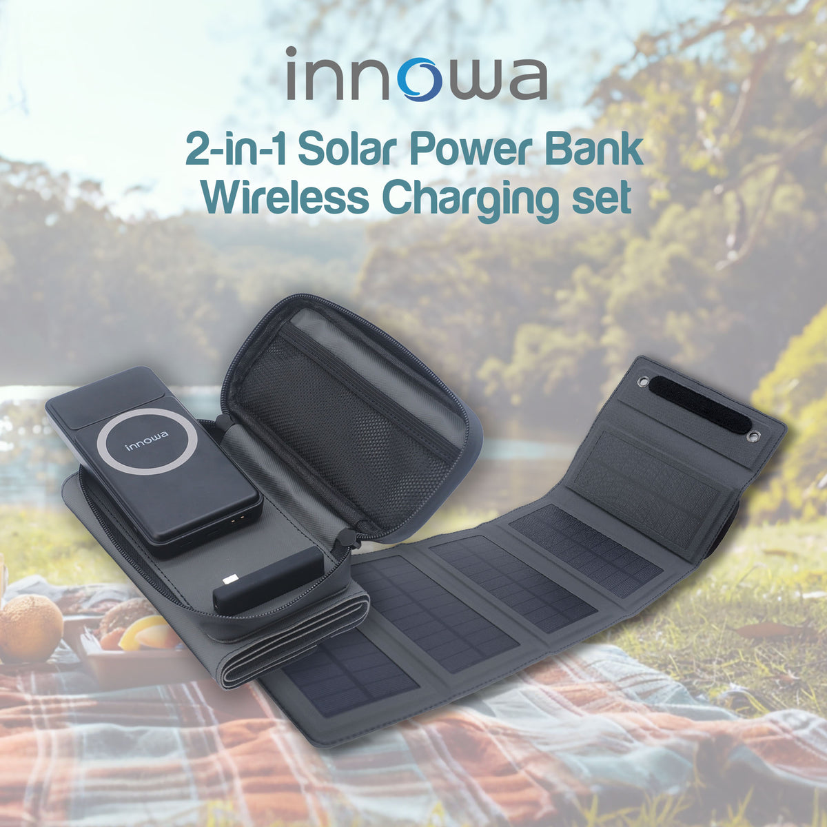 innowa 2-in-1 Solar Power Bank Wireless Charging set – innowa Global